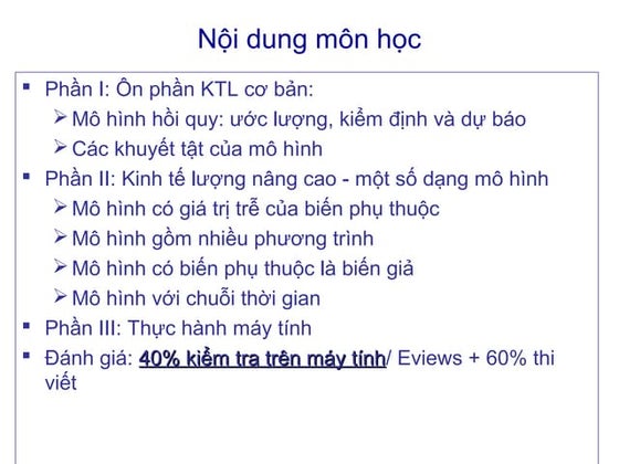 Bảng các thông số trong hồi quy eview | PDF