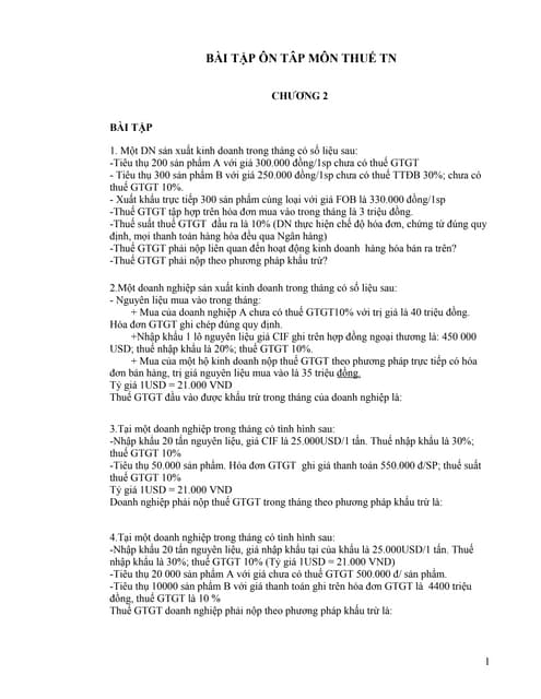 100 bài tập kế toán thuế có lời giải và đáp án | DOC