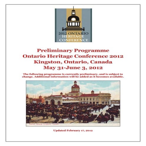 Ontario Heritag Conference 2012 Programme | PDF