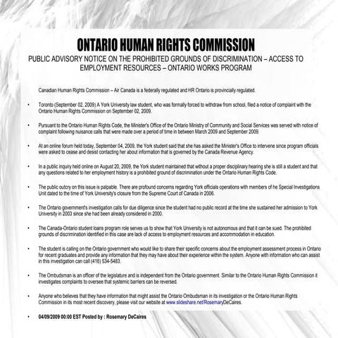 Ontario Human Rights Commission 2 Of 2 | PDF | Law