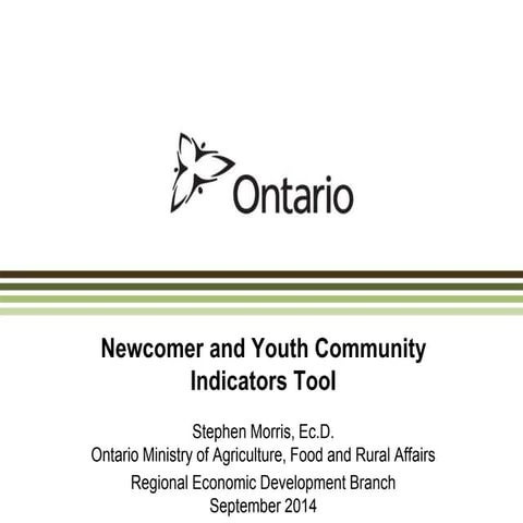 Ontario East - Newcomer and Youth Community Indicators tool | PPTX
