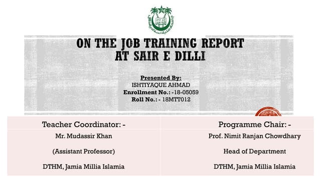 On the job training report | PDF