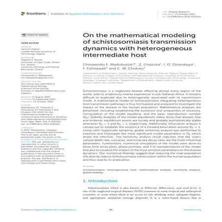 On the mathematical modeling of schistosomiasis transmission dynamics with heterogeneous ...