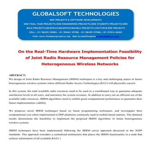 Java 2013 Ieee Mobilecomputing Project On The Real Time Hardware Implementation Feasibility Of