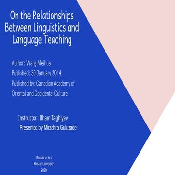 On the relationships between linguistics and language teaching | PPTX