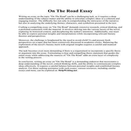 On The Road Essay. Busy road essay in 2021 College admission essay ...