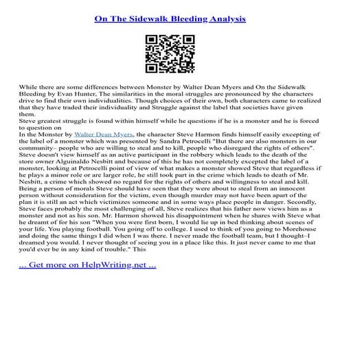 On The Sidewalk Bleeding Analysis | PDF