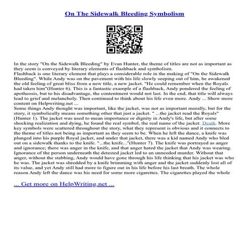 On The Sidewalk Bleeding Symbolism | PDF