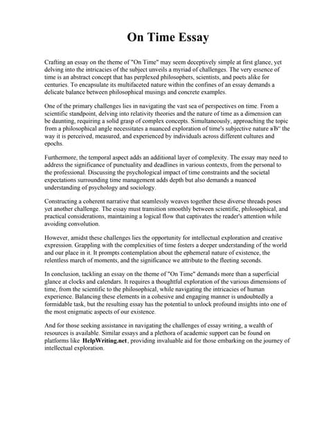Time Is Precious Essay. Universidad Cristiana Logos | PDF
