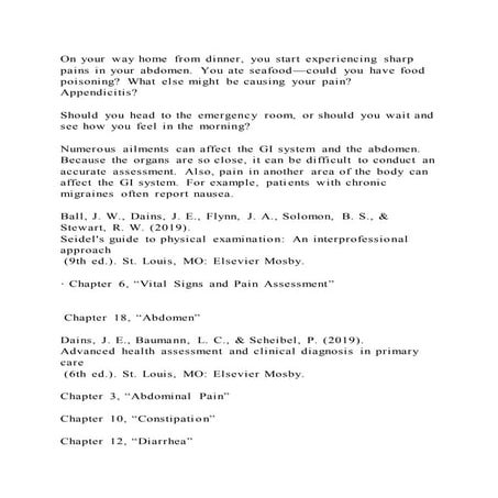 On your way home from dinner, you start experiencing sharp pains in | PDF