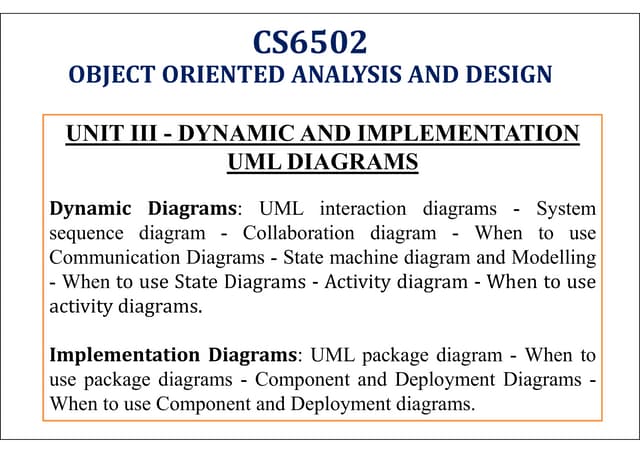Cs8592 Ooad Lecture Notes Unit 3 Ppt