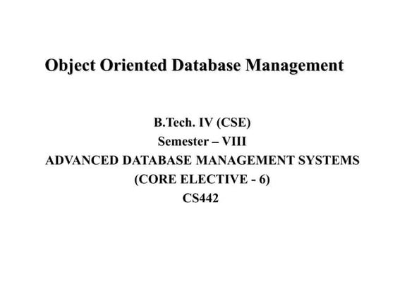 Object Oriented Database Ppt 4921
