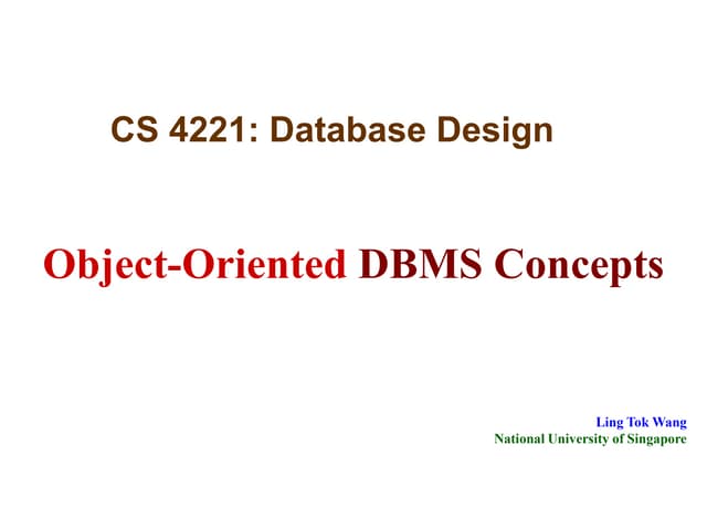Oodbms Concepts National University Of Singapore Pdf
