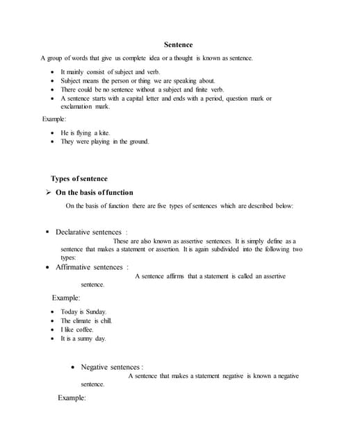 Sentence structure and it's types | PPT