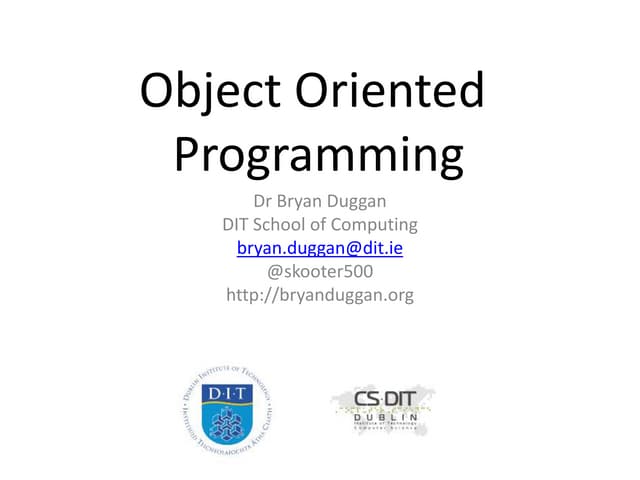 Object Oriented Programming Pptx Programming Languages Computing