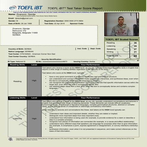 TOEFL Score | PDF