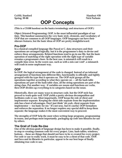 Oop Basic Concepts Pdf