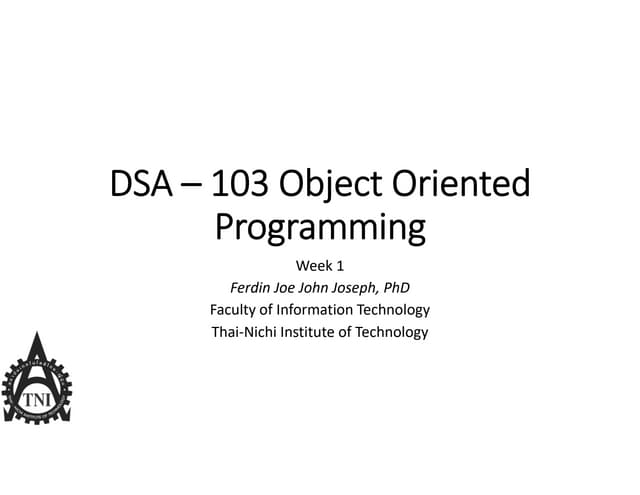 Dsa 103 Object Oriented Programming Week 1 Ppt Free Download 0172