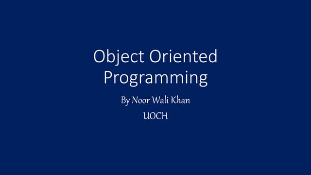 Oop Lecture 05 Pptx Programming Languages Computing
