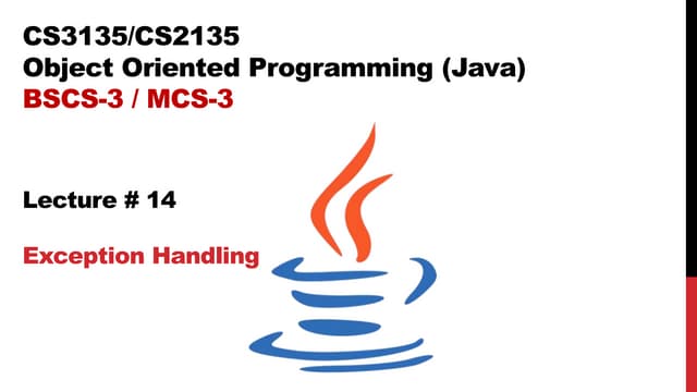 OOP Lecture 14-ExceptionHandling.pptx OOP Lecture 14-ExceptionHandling.pptx