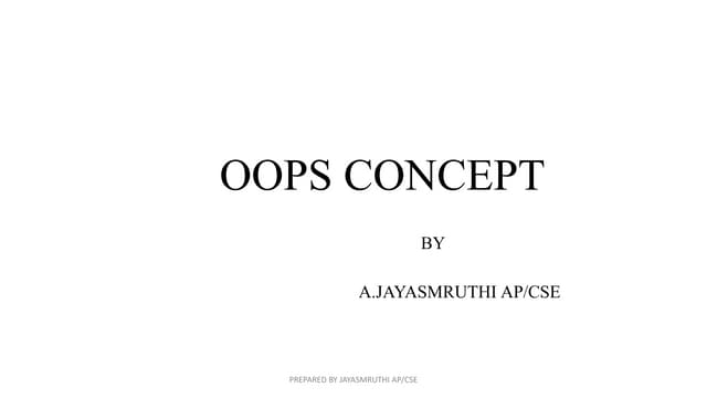 Contains Explanation Of Oops Concepts In C Ppt