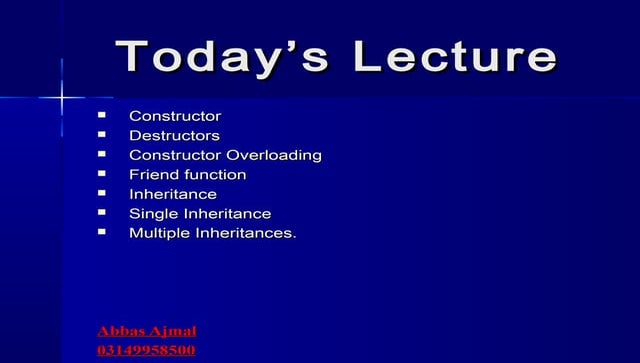 Constructor And Destructor In C Ppt