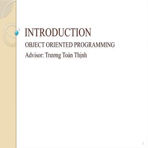 Object Oriented Programming - Introduction | PPTX