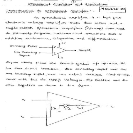 Op-Amp-Notes with derivation of integrator,differentiator | PDF