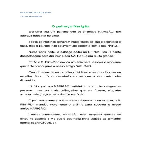 O palhaço narigão | DOCX