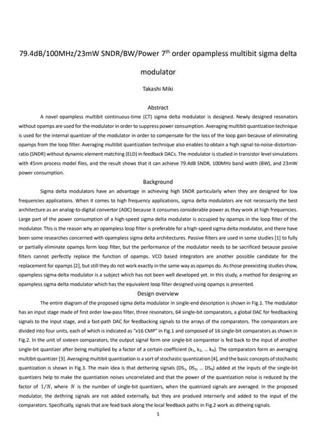 Sigma-Delta Analog to Digital Converters | PDF