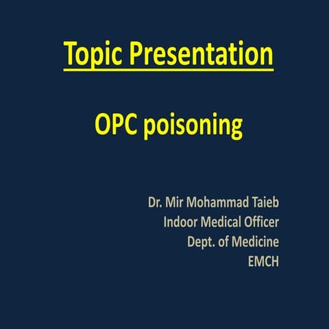 Comprehensive Clinical Approach to Organophosphate (OPC) Poisoning ...