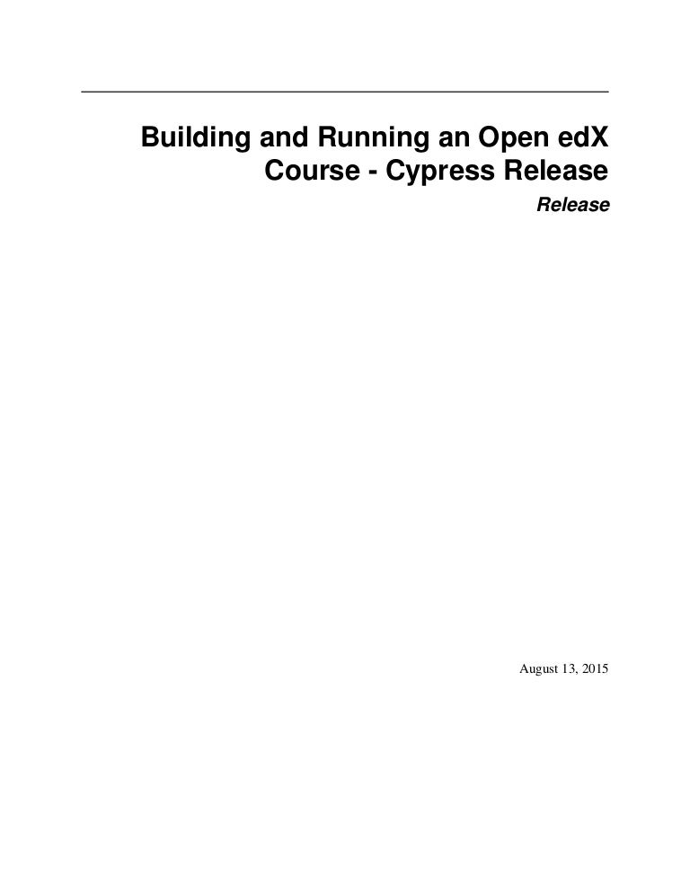 Open Edx Building And Running A Course 