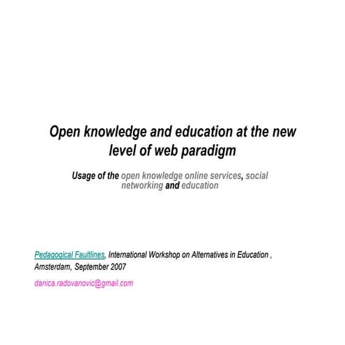 Open Knowledge and education at the new level of the web paradigm, by ...