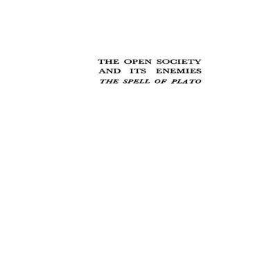 The Open Society and Its Enemies- K. Popper | PDF