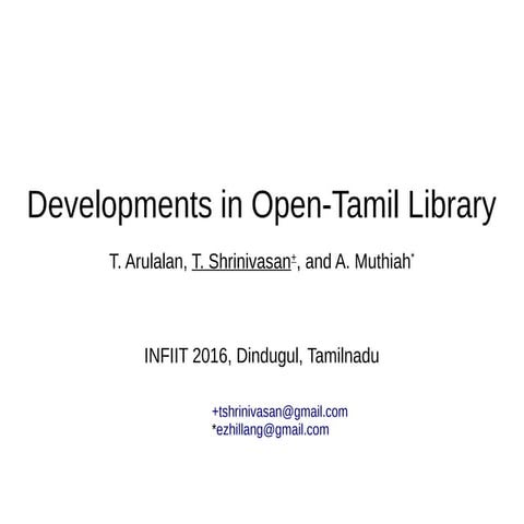 Open-Tamil text processing library | ODP