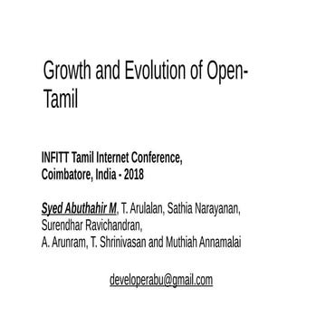 Growth and evolution of Open-Tamil | ODP
