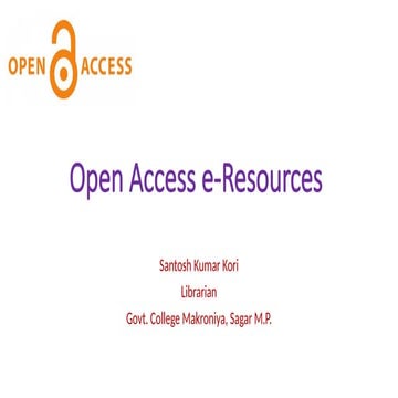 Open access e Resources for Library and Institution | PPTX