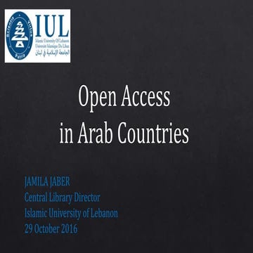 Open access in arab countries: An overview | PPT