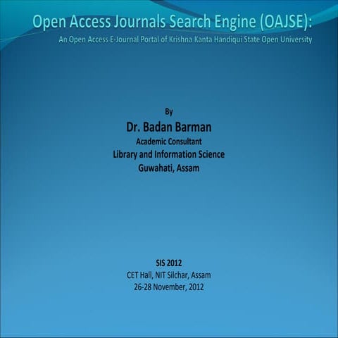Open access journals search engine (oajse) an open access e journal ...