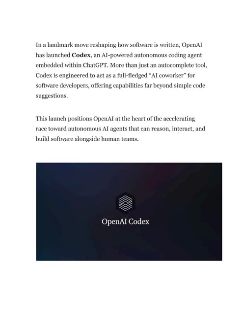 Openai Launches Codex An Ai Coding Agent For Chatgptpdf