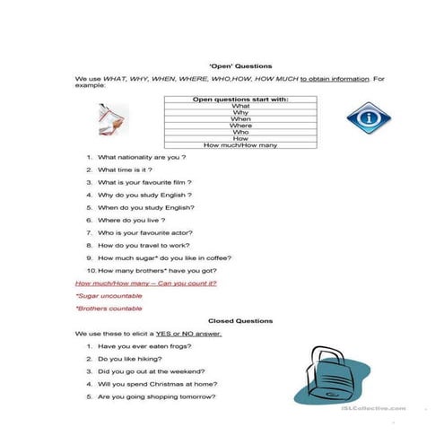 Open and closed ended questions | DOCX
