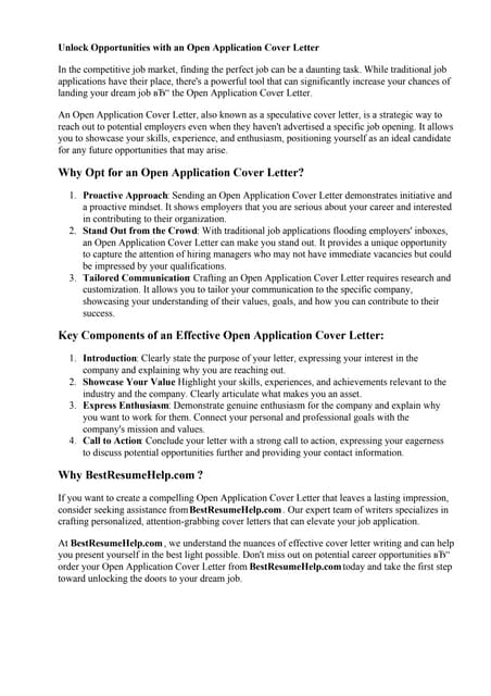 Job Application Letter Unsolicited | PDF