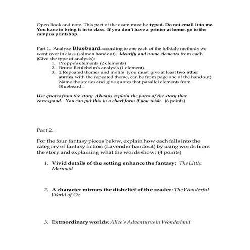 Open book midterm #1. part 2 | DOCX | Fiction | Books and Literature