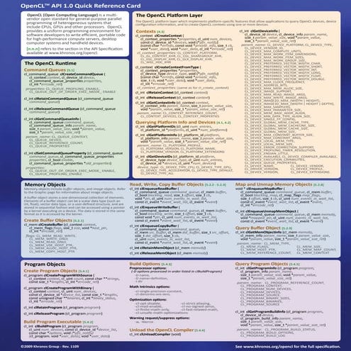 OpenCL Reference Card | PDF | Free Download