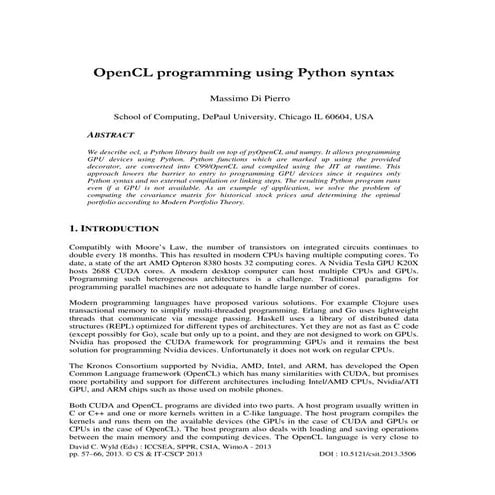 Open Cl Programming Using Python Syntax Pdf