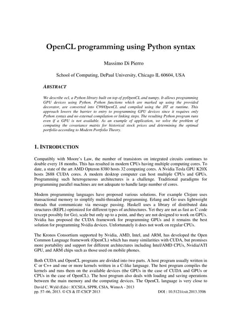 Open Cl Programming Using Python Syntax Pdf