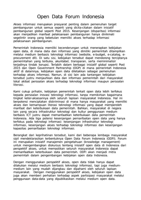 Refleksi pelaksanaan pemerintahan terbuka di indonesia | PPT