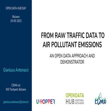 Open Data Hub - Gianluca Antonacci - CISMA - From raw traffic data to air pollutant emission an ...
