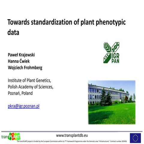 Towards standardization of plant phenotypic data_Krajewski | PPT