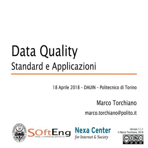 Data Quality - Standards e Applicazioni | PPTX